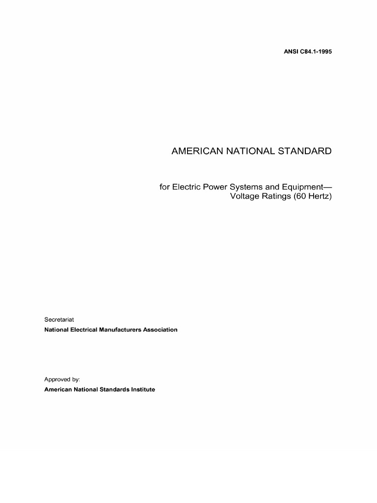 ANSI C84.1 1995 Electric Power System 60 HZ | PDF