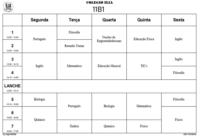 Horario Actualizado - 11b1 2025 | PDF