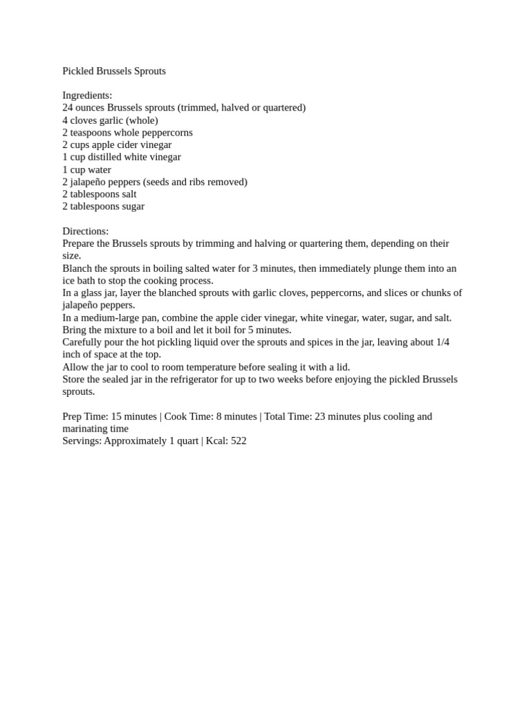 Pickled Brussels Sprouts | PDF