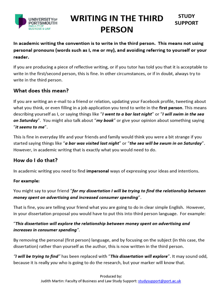 Writing in Third Person for Academia | PDF | Thesis