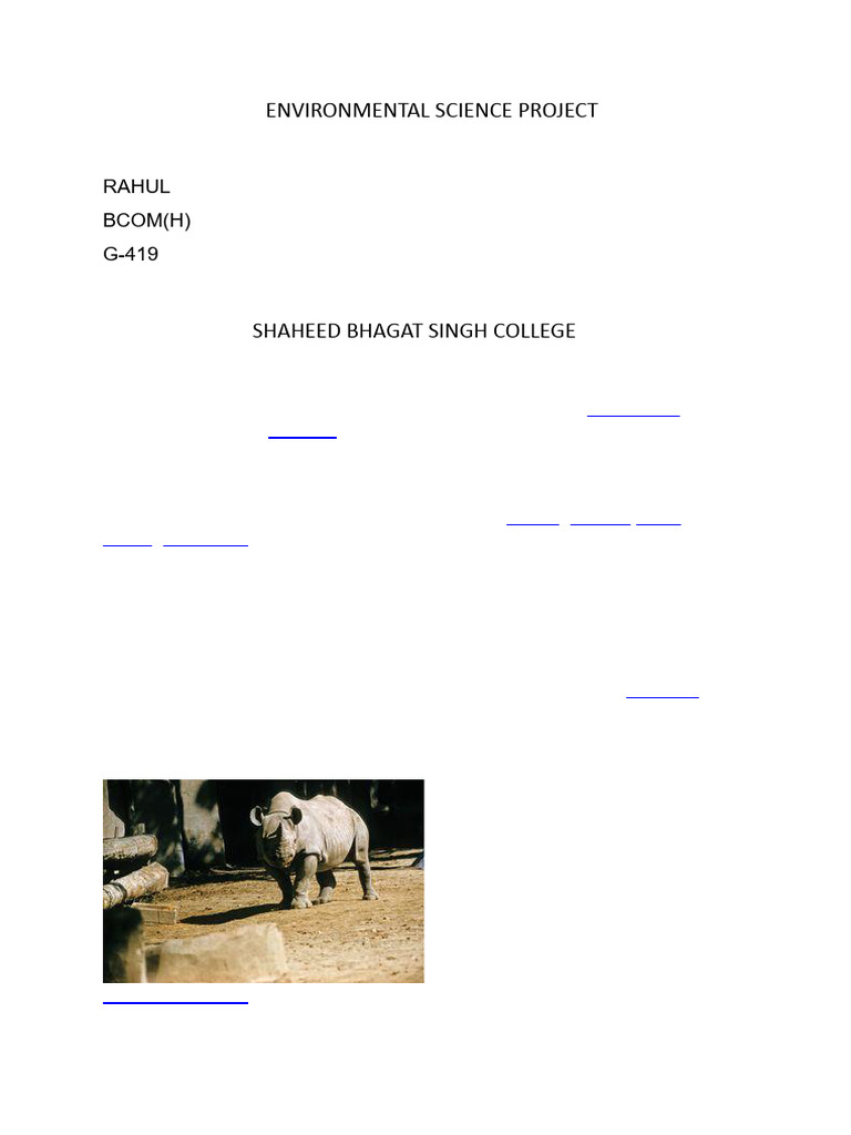 Environmental Science Project Rhino | PDF | Poaching | Crime & Violence
