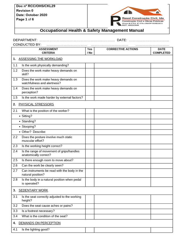 9.29 Ergonomics at Site Workstation | PDF | Shift Work | Lighting