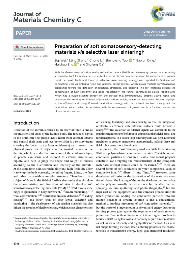 2019-Preparation of Soft Somatosensory-Detecting Materials Via Selective Laser Sintering | PDF ...