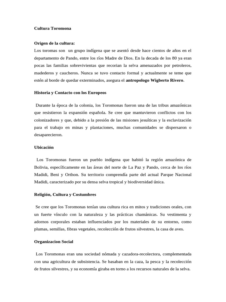 Cultura Toromona | PDF