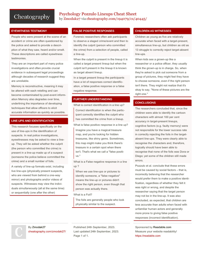 Zmodak27 - Psychology Pozzulo Lineups | PDF | Mental Processes ...