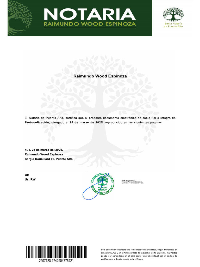 Cert. Vigencia Protocolizado | PDF