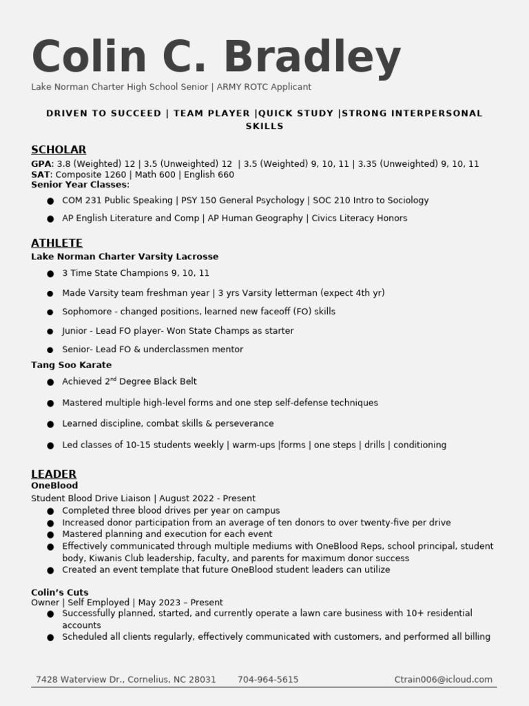 Colin ROTC Resume Updated | PDF