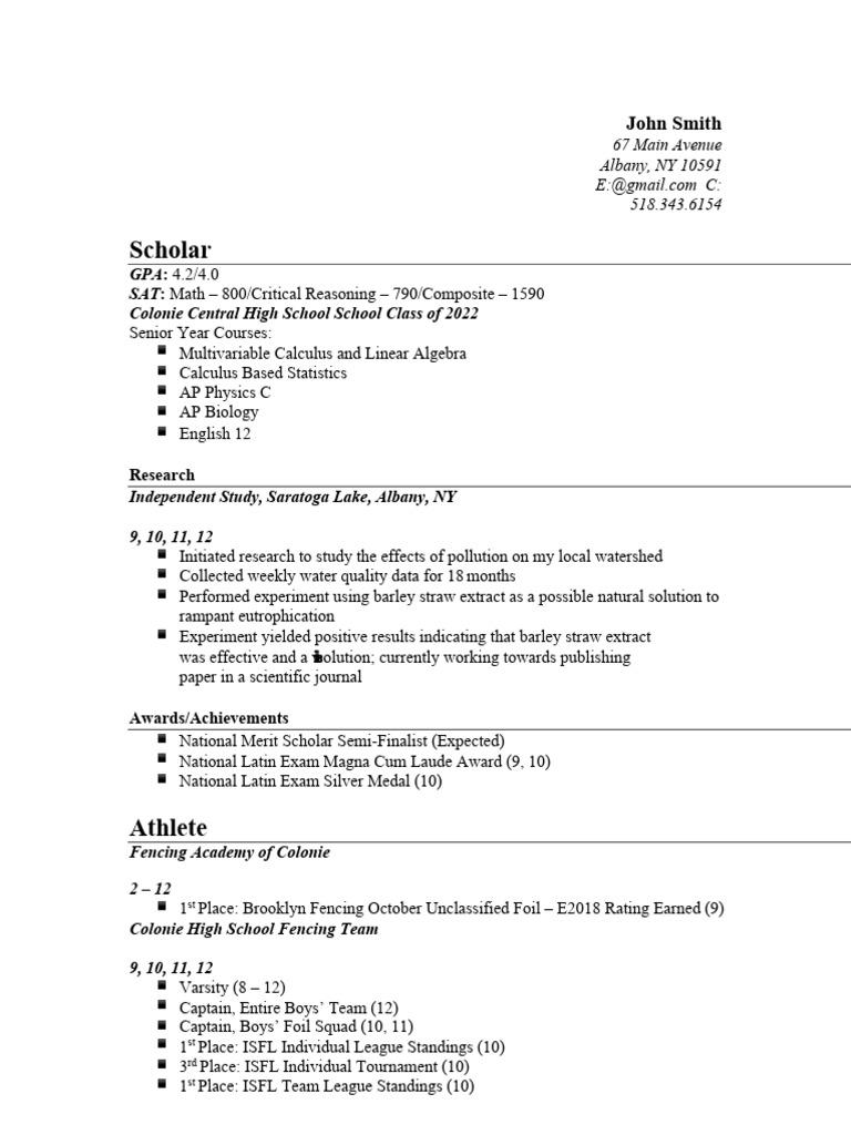 Army ROTC Sample Resume | PDF