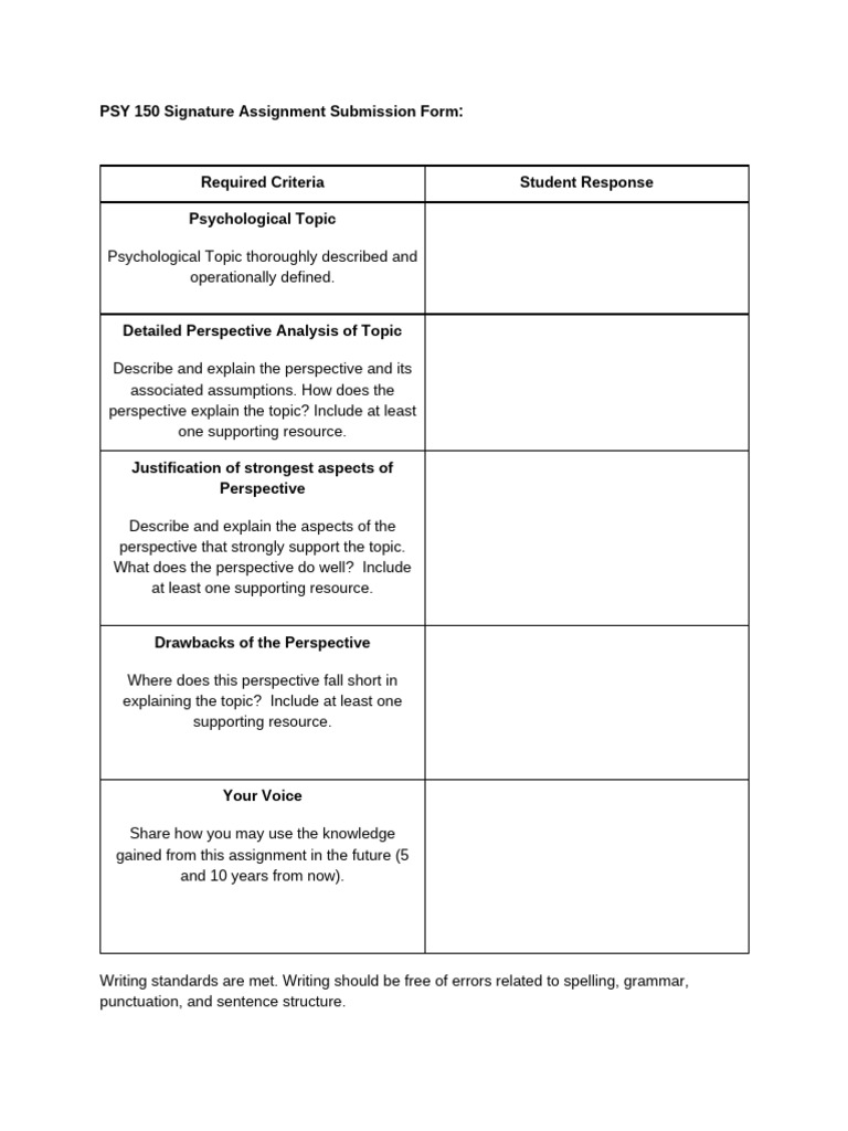 Submission Form SA - PSY 150 FA24 | PDF