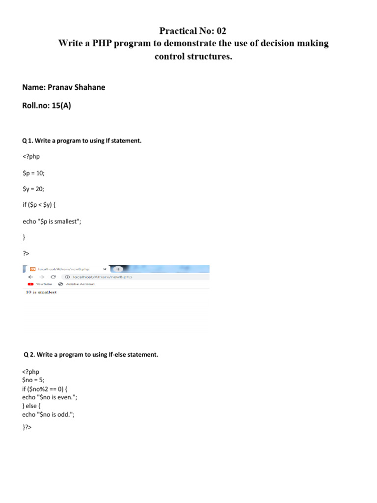 PHP Practical-2 | PDF