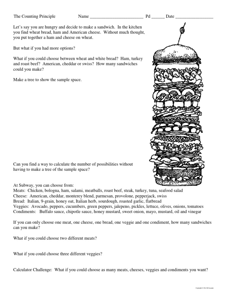 The Counting Principle AND Sample Space Worksheet | PDF | Coca Cola | Salad