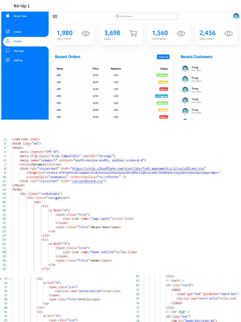 Baitap Dashboard | PDF