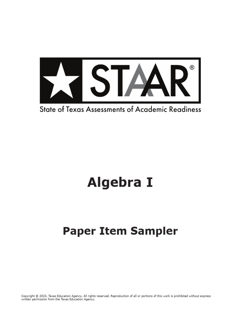 2023 Algebra I STAAR Item Sampler | PDF | Algebra | Function (Mathematics)