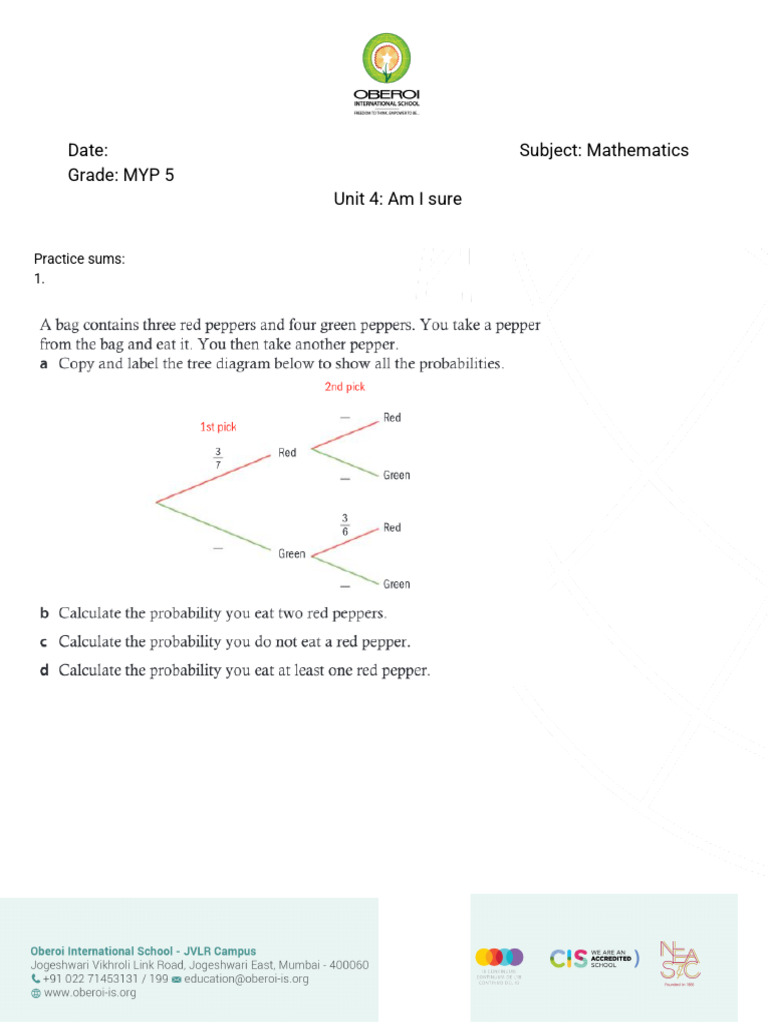 Practice Sums - Tree Diagram | PDF