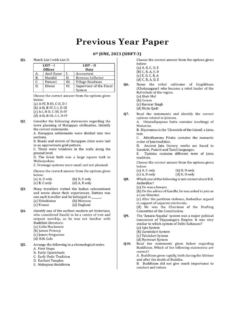 History 2023 Shift 3 | PDF