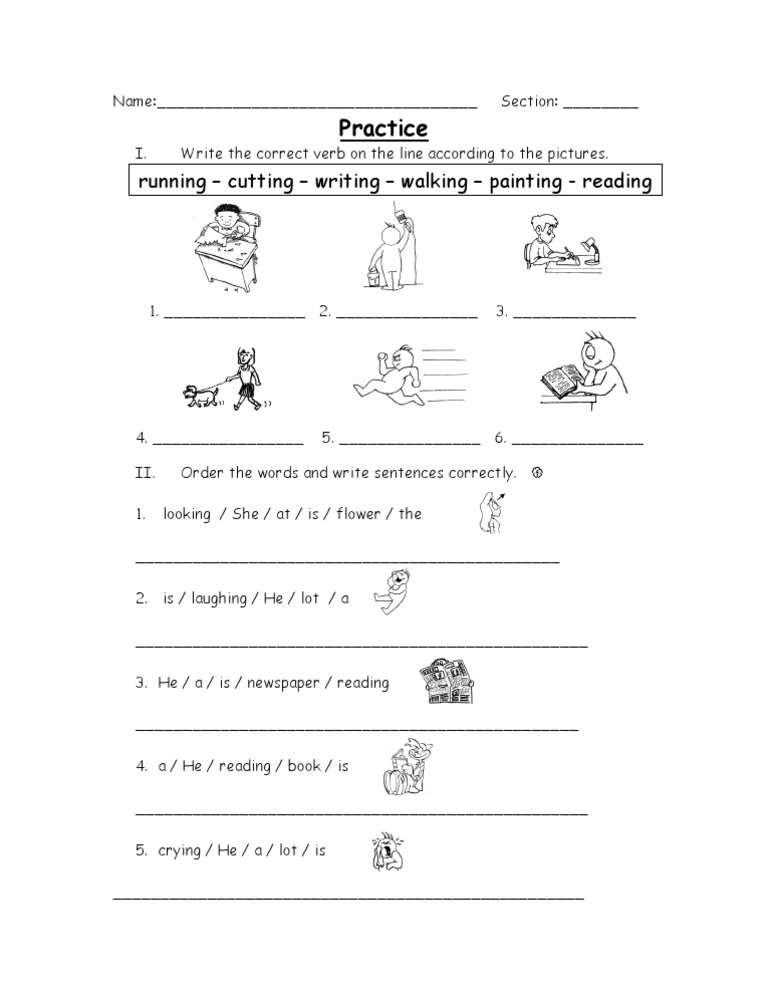 Present Progressive Exercise | PDF