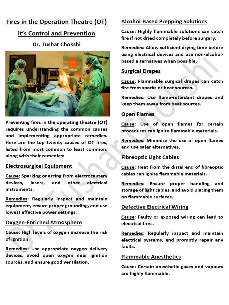 Preventing Fires in Operating Theatres | PDF | Fires | Fire Safety