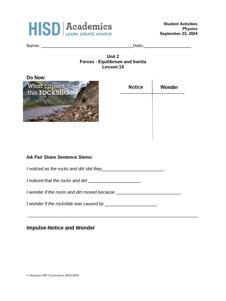 Claudia Barnes - 10-1 Lesson 15-16 Activity Sheet | PDF | Mechanics | Physics