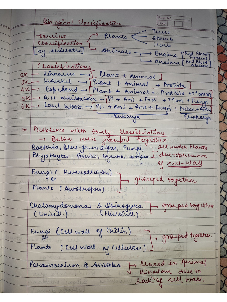 Biological Classification 11th Hand Notes | PDF