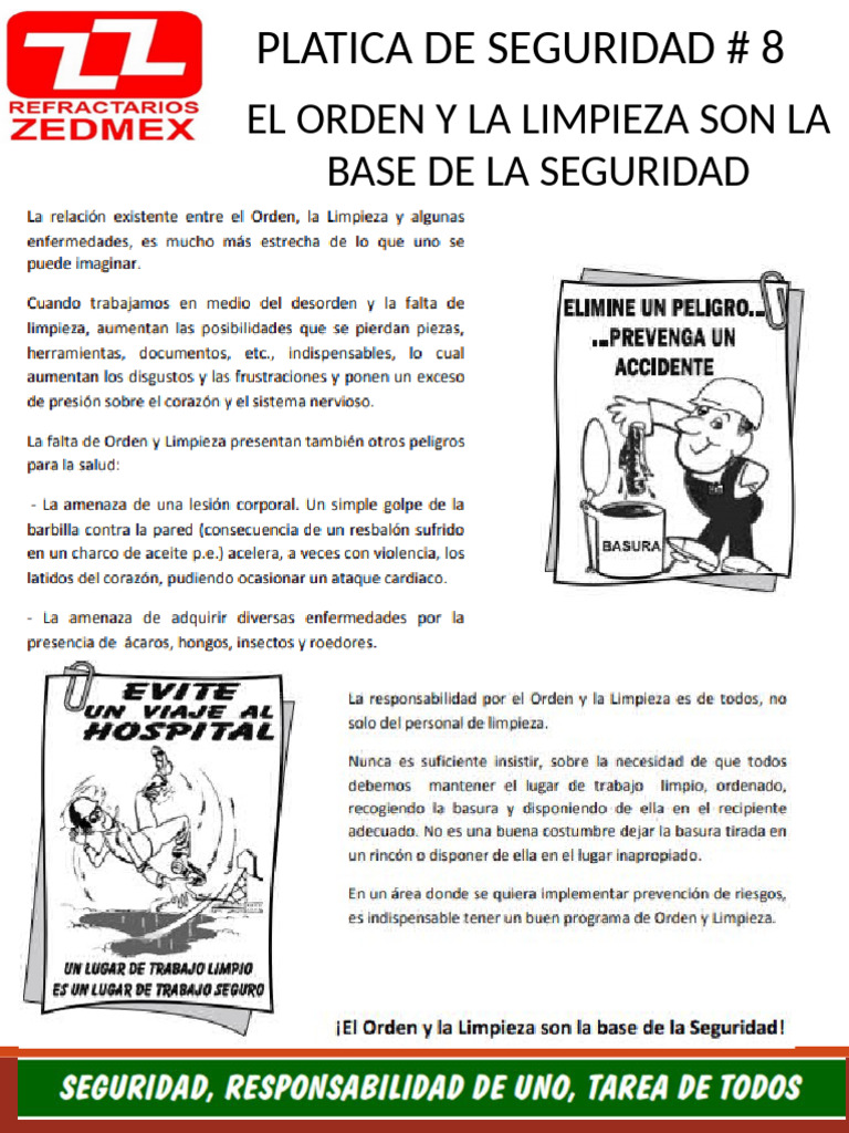Platica 8 EL ORDEN Y LA LIMPIEZA SON LA BASE DE LA SEGURIDAD | PDF