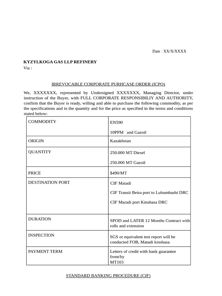ICPO Template | PDF | Letter Of Credit | Business