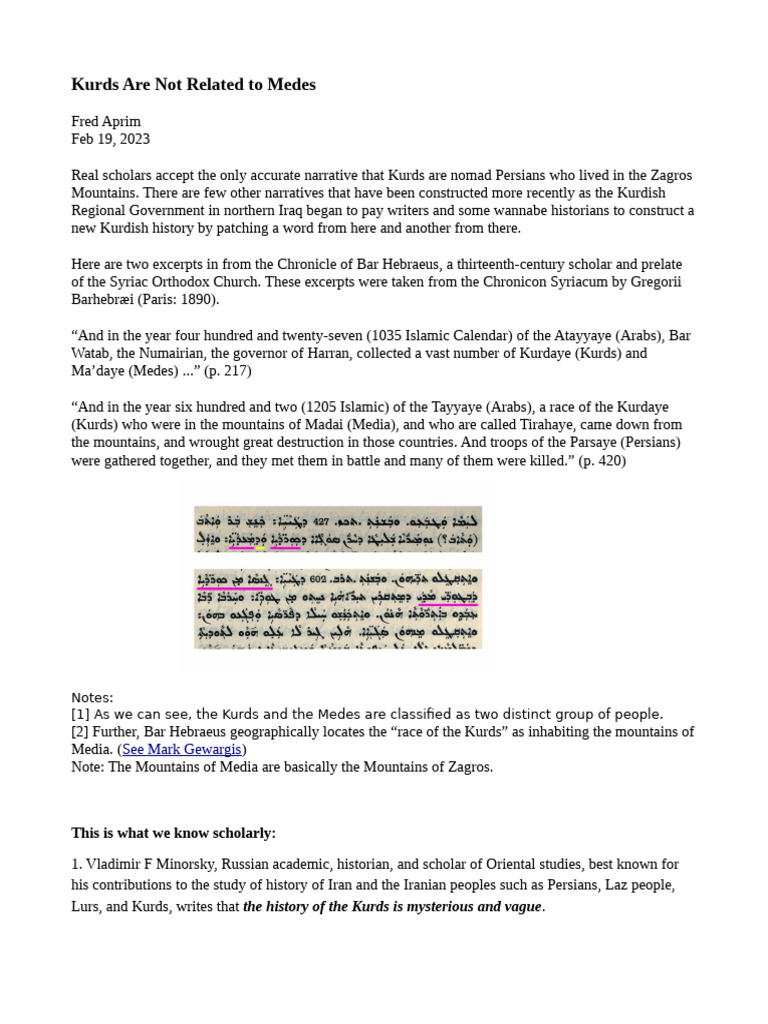 Kurds and Medes: Distinct Identities | PDF | Kurds | Iranian Peoples