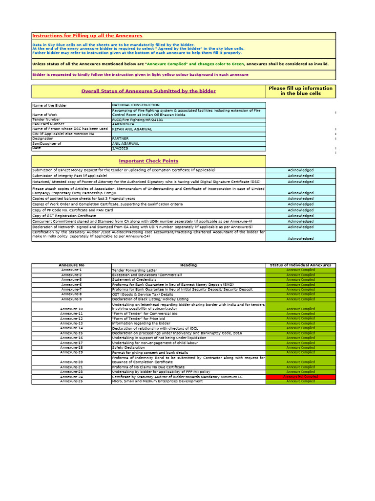 Annexure Submission Guidelines for Tender | PDF | Indemnity | Bankruptcy