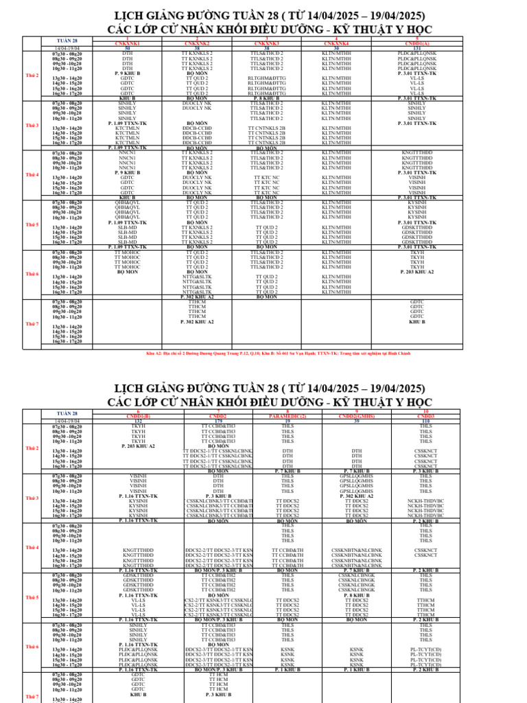 Lich Giang Tuan 28 | PDF