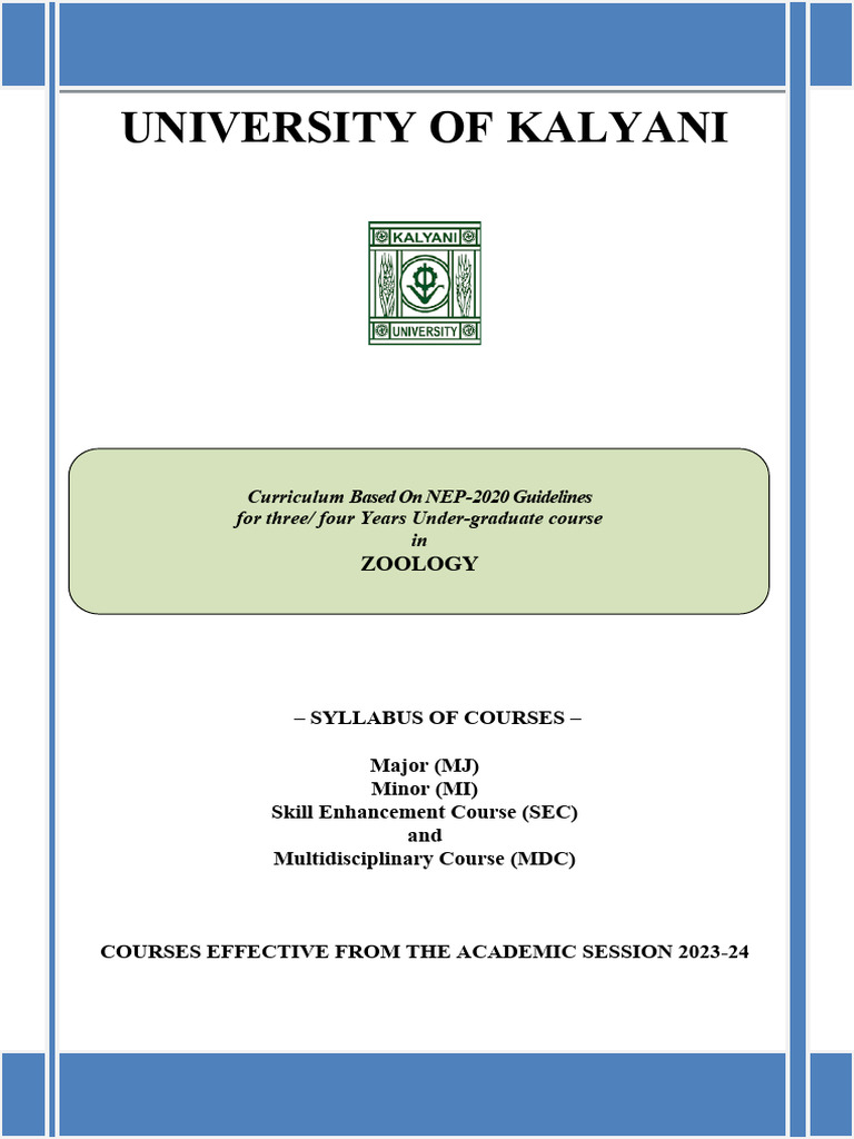 Zoology UG Syllabus NEP Sem1 Sem8 Final Draft | PDF | Invertebrate ...