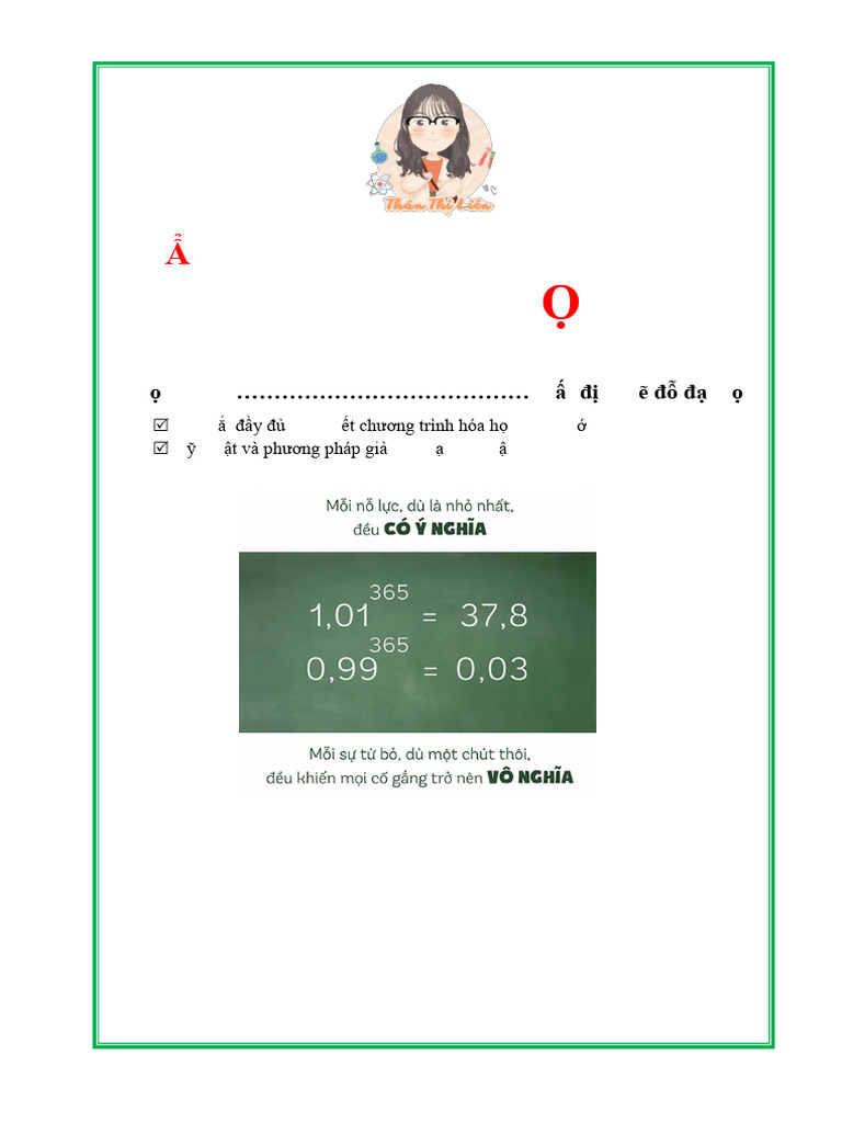 Cẩm Nang Ôn Thi Thpt Qg 2025 Môn Hóa - Lớp Vip Cô Thân Thị Liên | PDF