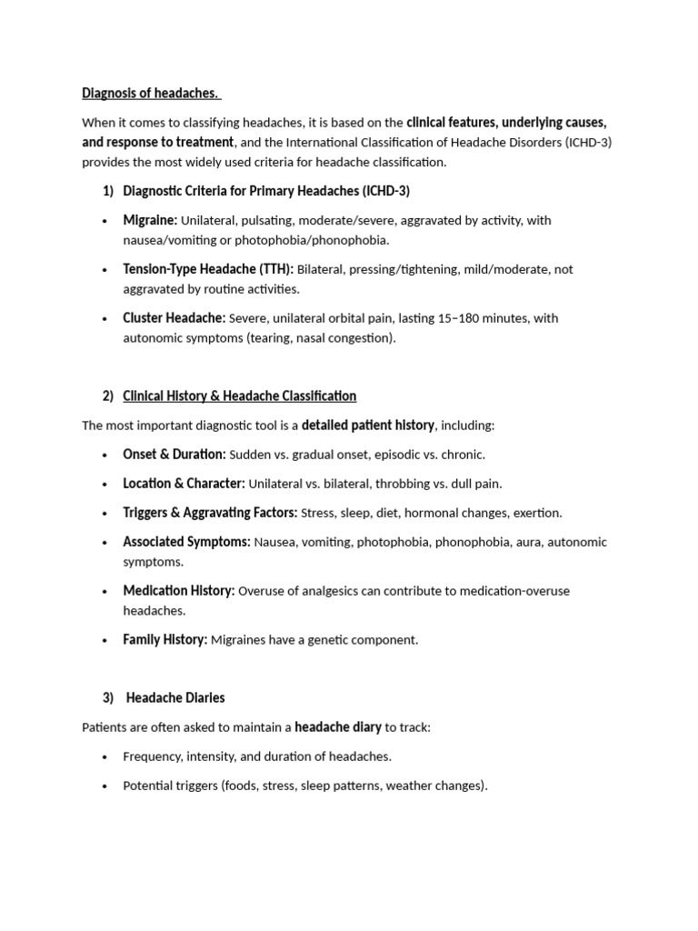 Headache Diagnosis and Management Guide | PDF | Headache | Migraine