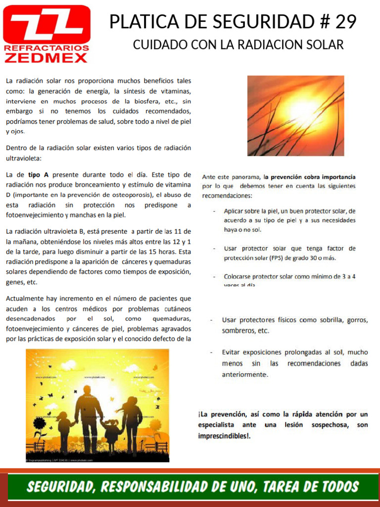 Platica 29 Cuidado Con La Radiacion Solar | PDF