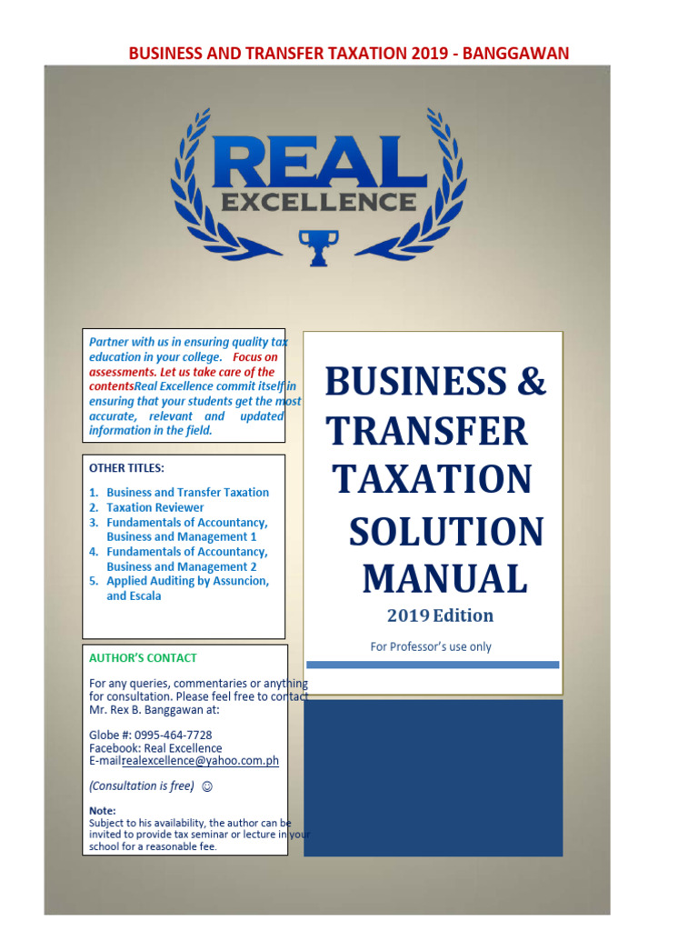Business & Transfer Taxation 2019 Guide | PDF | Taxes | Value Added Tax