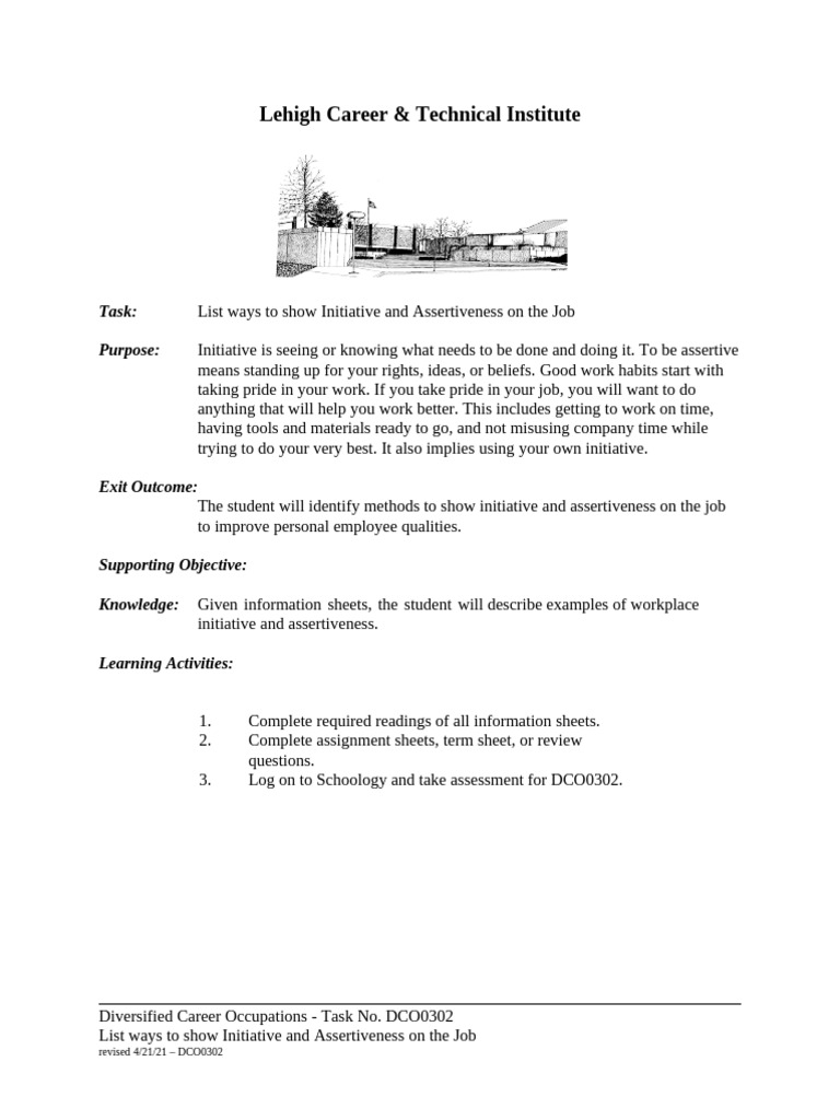 4 - DCO0302 Job Initiative & Assertiveness | PDF | Employment ...
