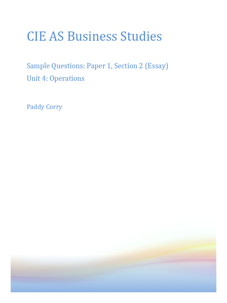 Unit 4 Paper 1 Section 2 Essay | PDF | Inventory | Service Industries