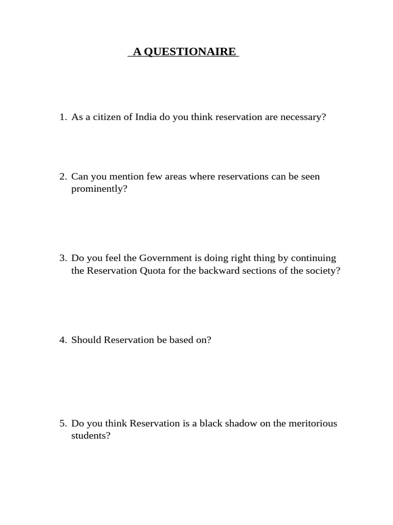 A Questionaire | PDF