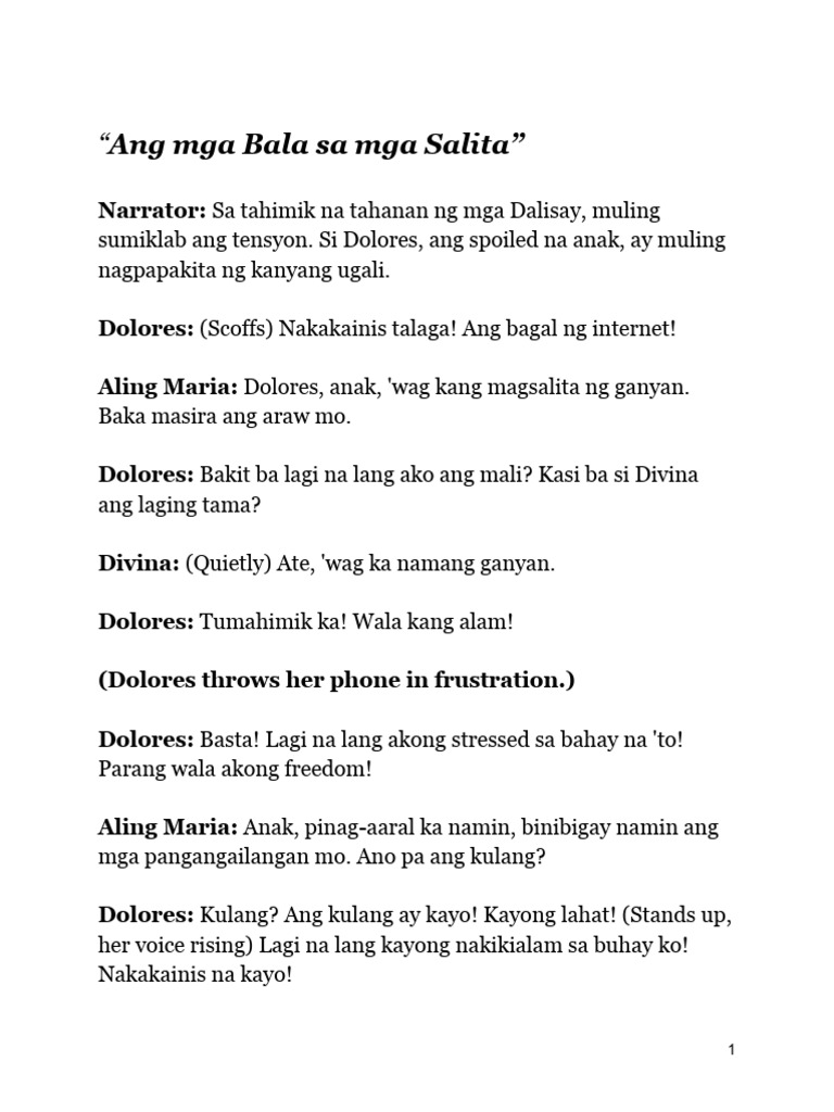"Ang Mga Bala Sa Mga Salita" Group 3 | PDF