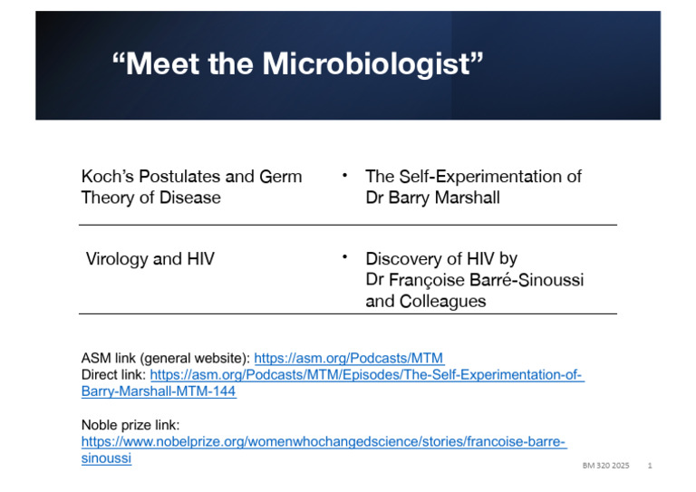 Meet The Microbiologist - Part 1 (Nobel Laureates) | PDF