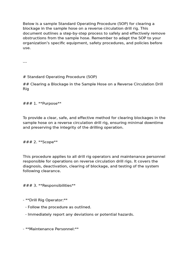 SOP Blocked Sample Hose RC | PDF | Safety | Occupational Safety And Health