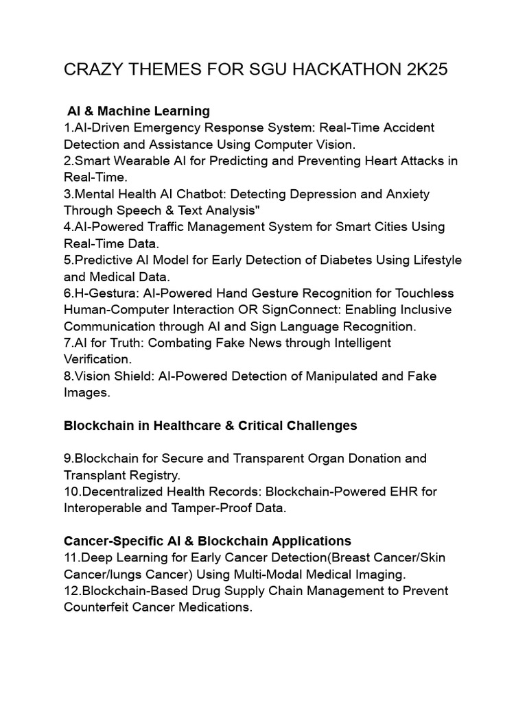 Crazy Themes For Sgu Hackathon 2K25 | PDF