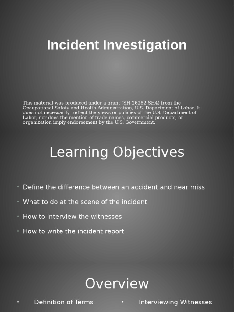 Fy14 SH 27638 Sh4 Incident Investigation | PDF | Occupational Safety And Health Administration ...