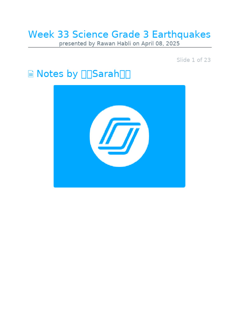 Week 33 Science Grade 3 Earthquakes Notes by Sarah | PDF | Earthquakes ...