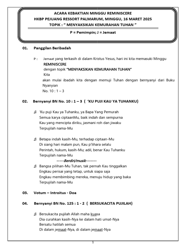 Acara Minggu 16 Maret 2025 (BN) - 1 | PDF