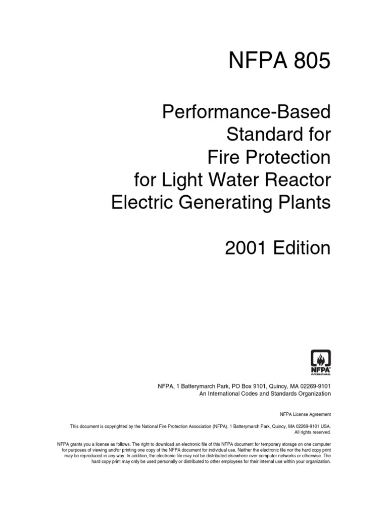 NFPA 805: Fire Protection Standard 2001 | PDF | Nuclear Reactor | Fires