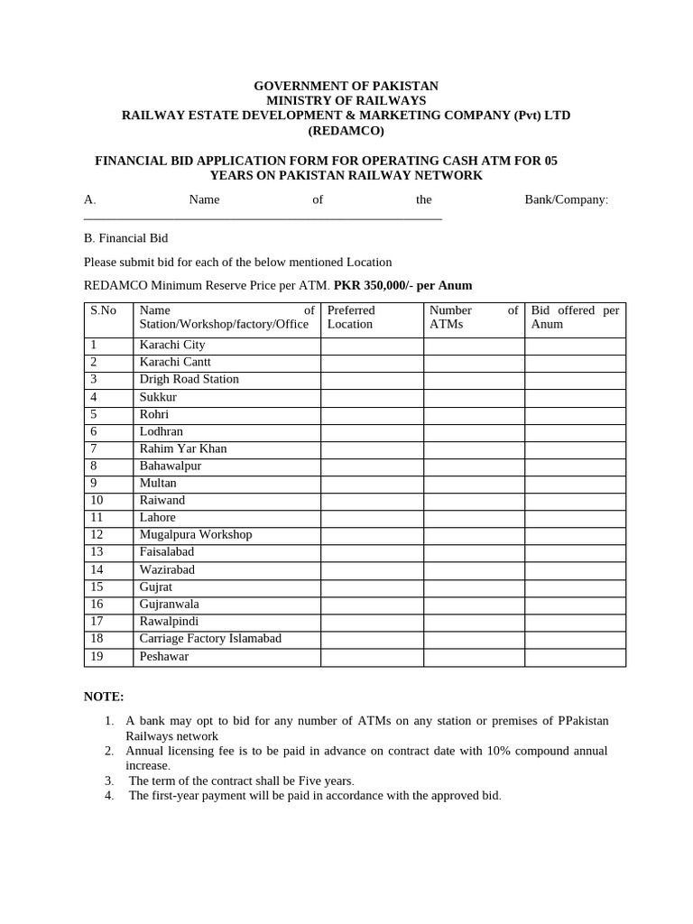 Bid Documents For Cash ATM's Dated 28-11-2023 | PDF