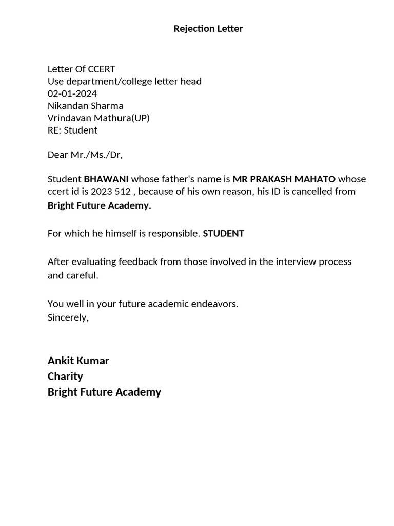 Rejection Letter | PDF