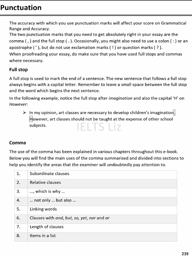 Punctuation - IELTS Liz | PDF