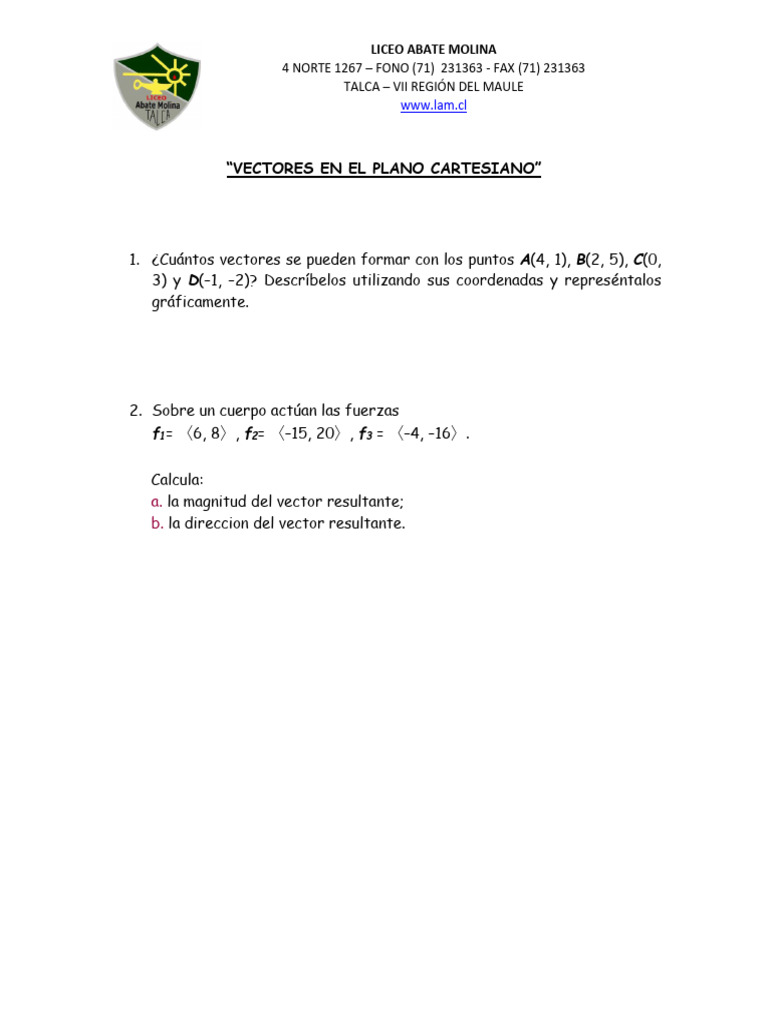 Guia Vectores Cuartos | PDF