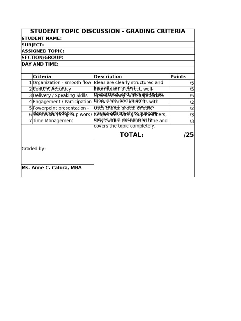 Criteria in Student Reporting | PDF