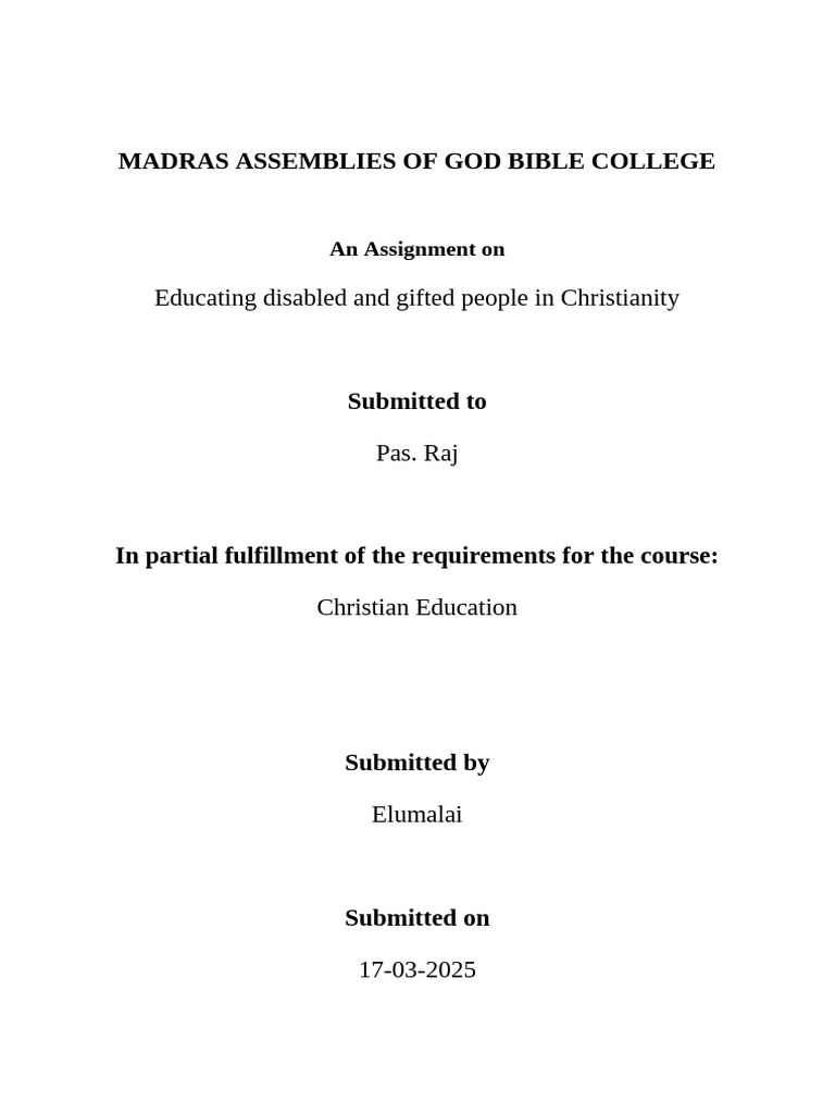 Educating the physically challenged in Christian education | PDF | Gifted Education | Special ...